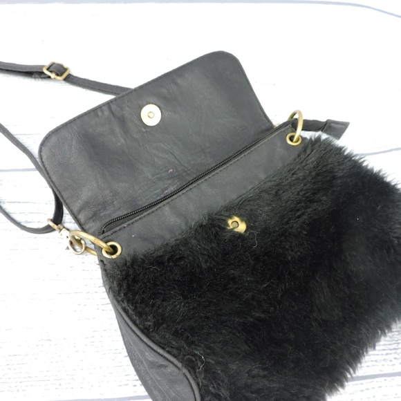 Icing | Bags | Icing Black Faux Fur Purse Shoulder Bag Crossbody | Poshmark